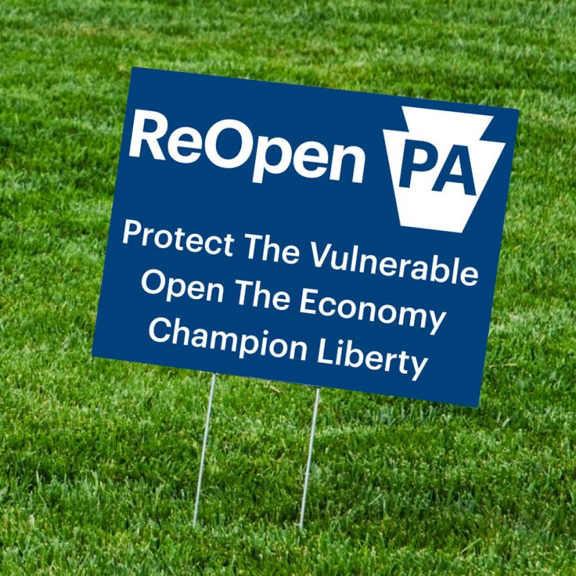 ReOpen PA Yard Signs | Buy ReOpen Pennsylvania Coroplast Lawn Signs Online